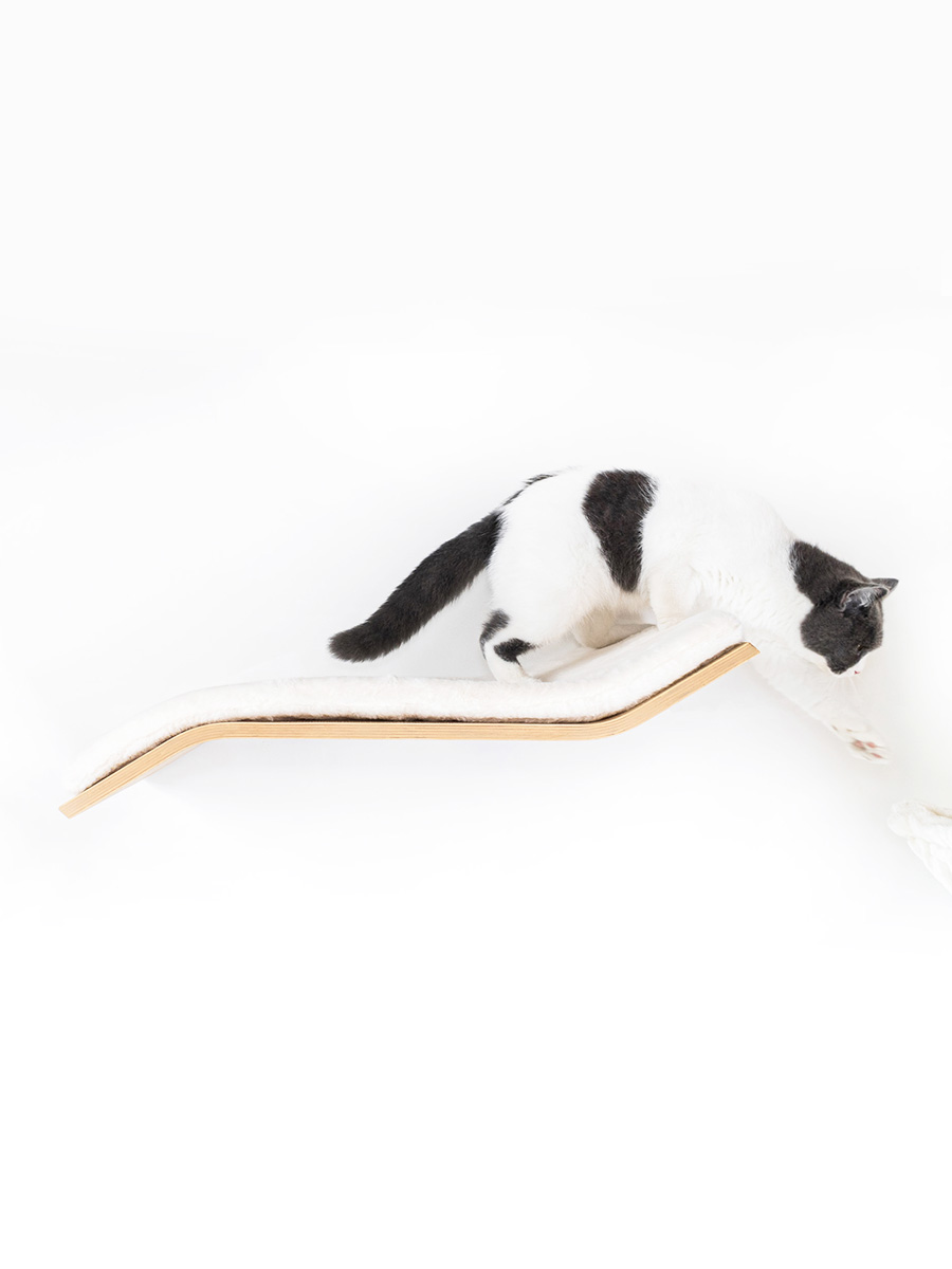 Cat Shelves Wave 70 - Rusty Oak - wall mounting - design - Petrebels