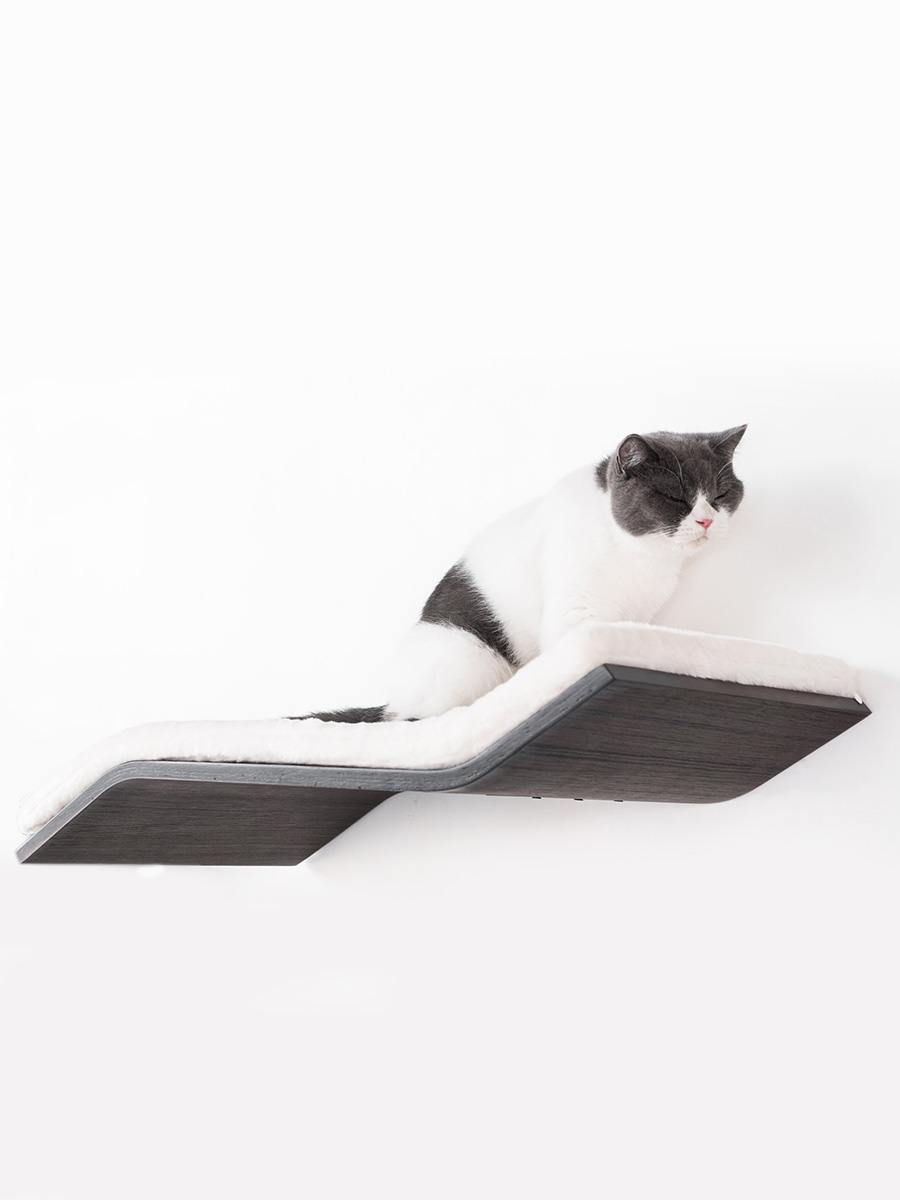 Cat Shelves Wave 70 - Wengé - wall mounting - design - Petrebels