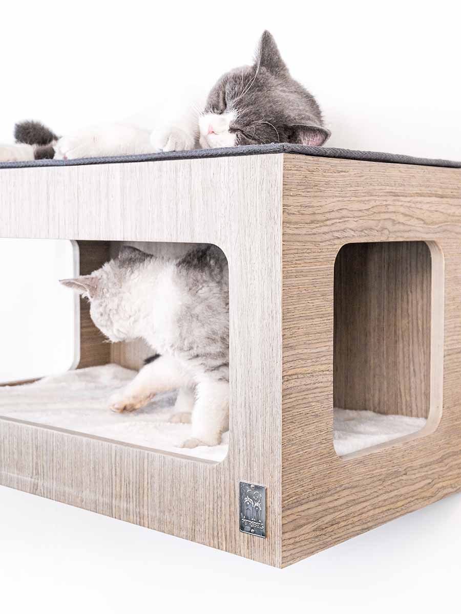 Cat Shelves Box 60 - Old Grey - wall mounting - design - Petrebels