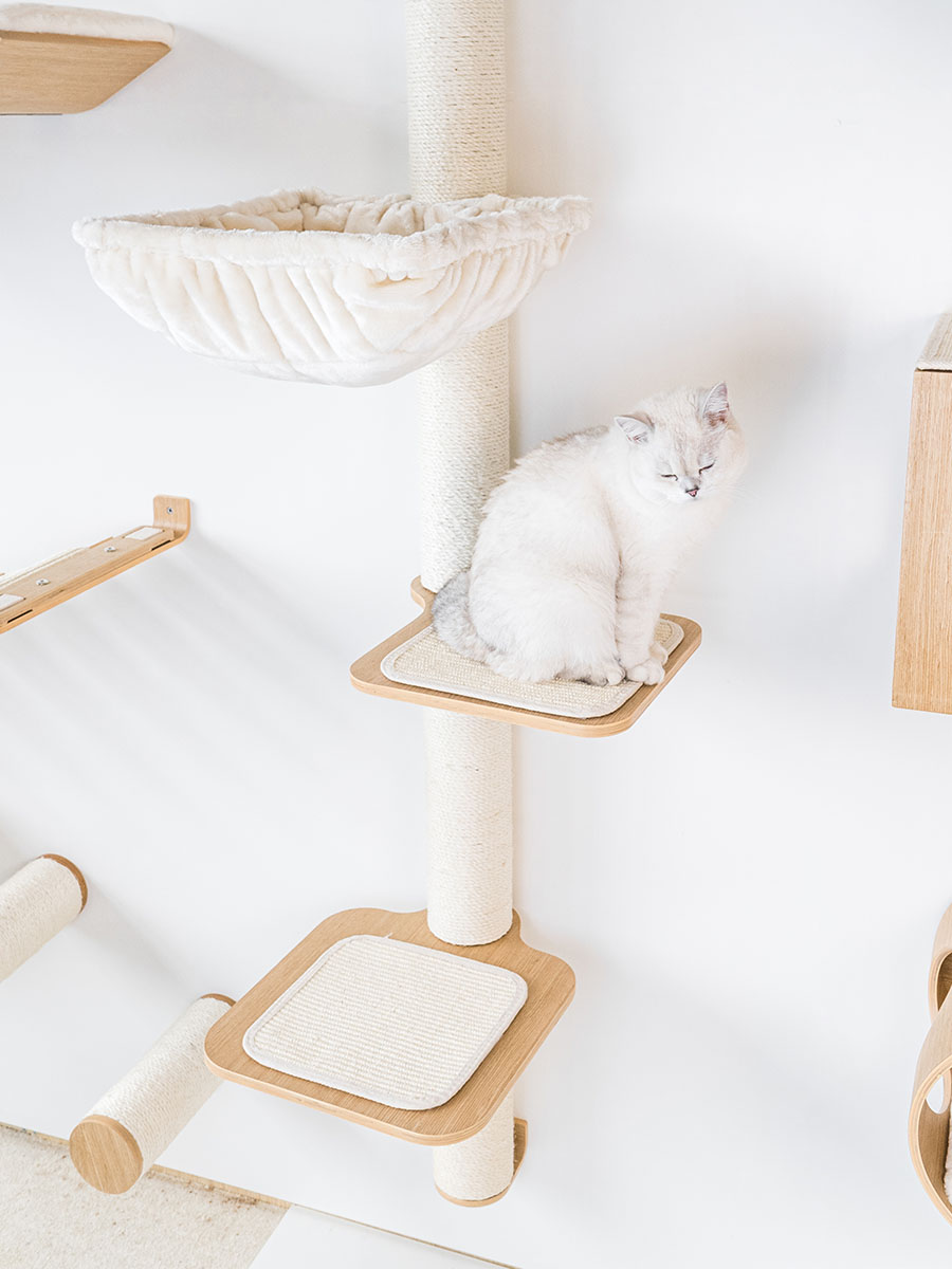 Cat Shelves Level 35 - Rusty Oak - wall mounting - design - Petrebels