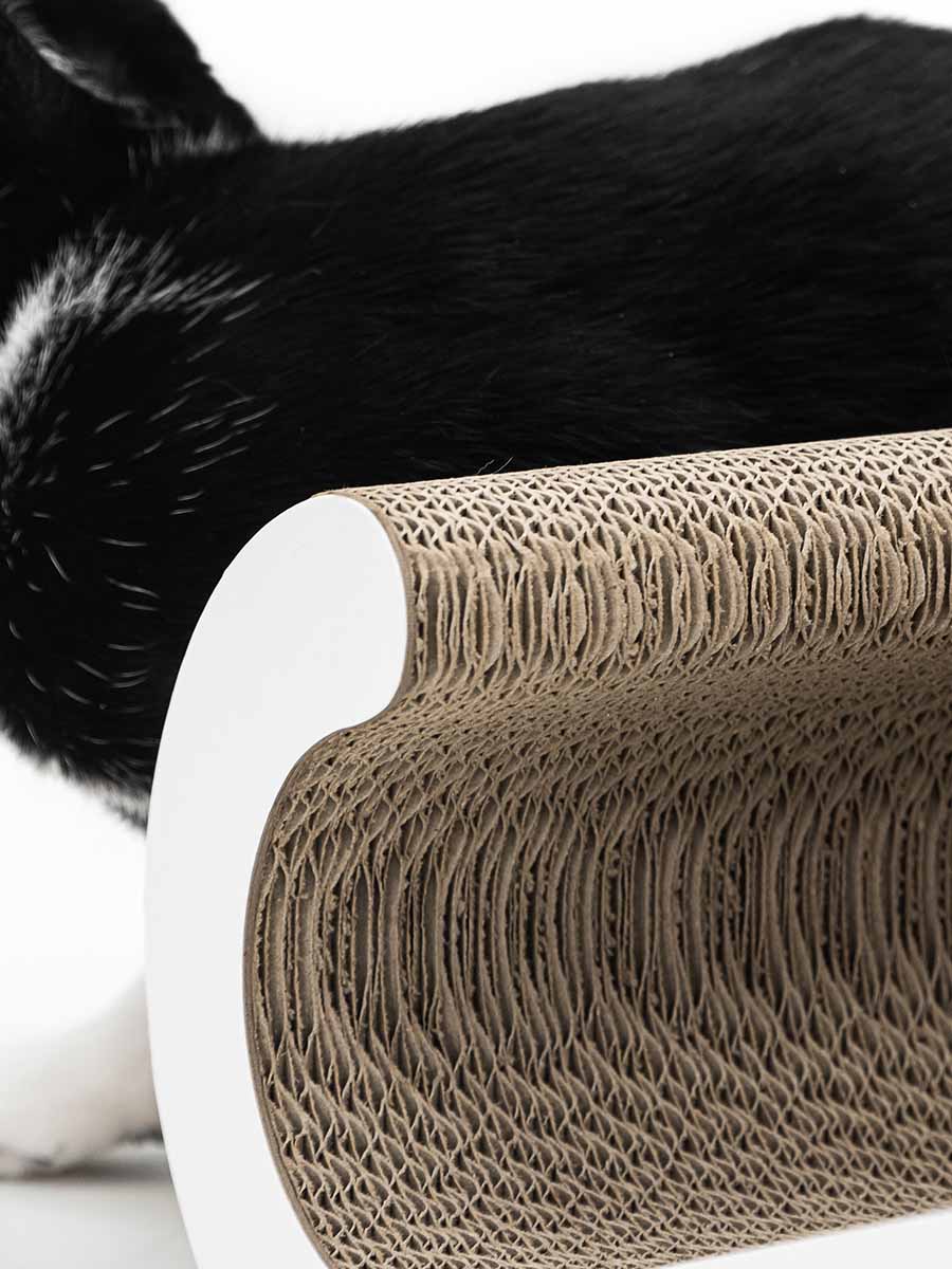 Cardboard cat scratching post Bella 60 - White - Recycled cardboard ...