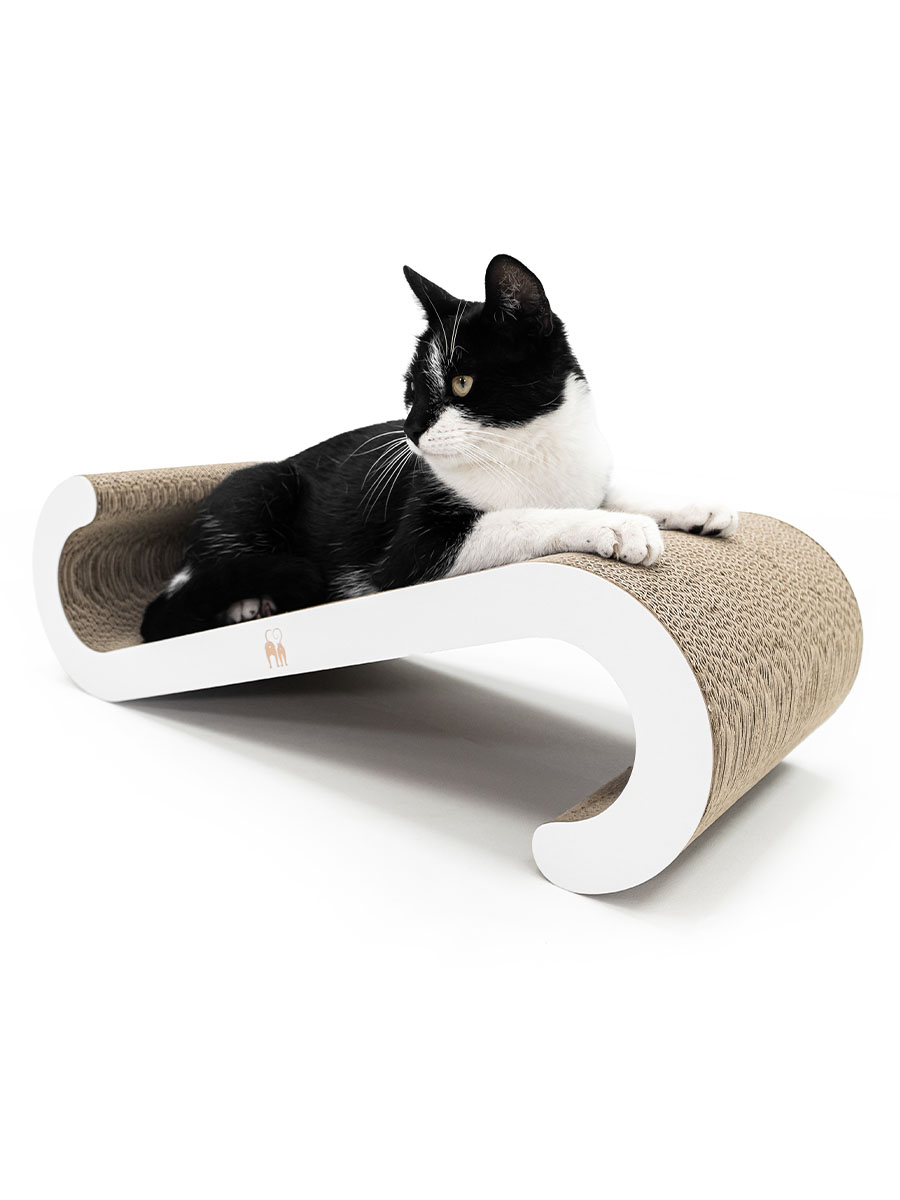 Cardboard cat scratching post Bella 60 - White - Recycled cardboard ...