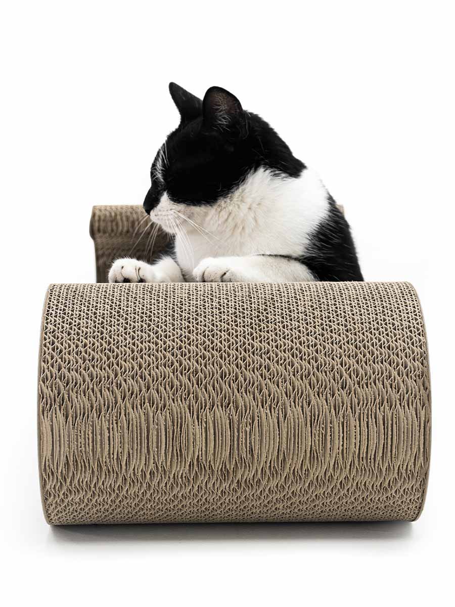 Cardboard cat scratching post Bella 60 - White - Recycled cardboard ...