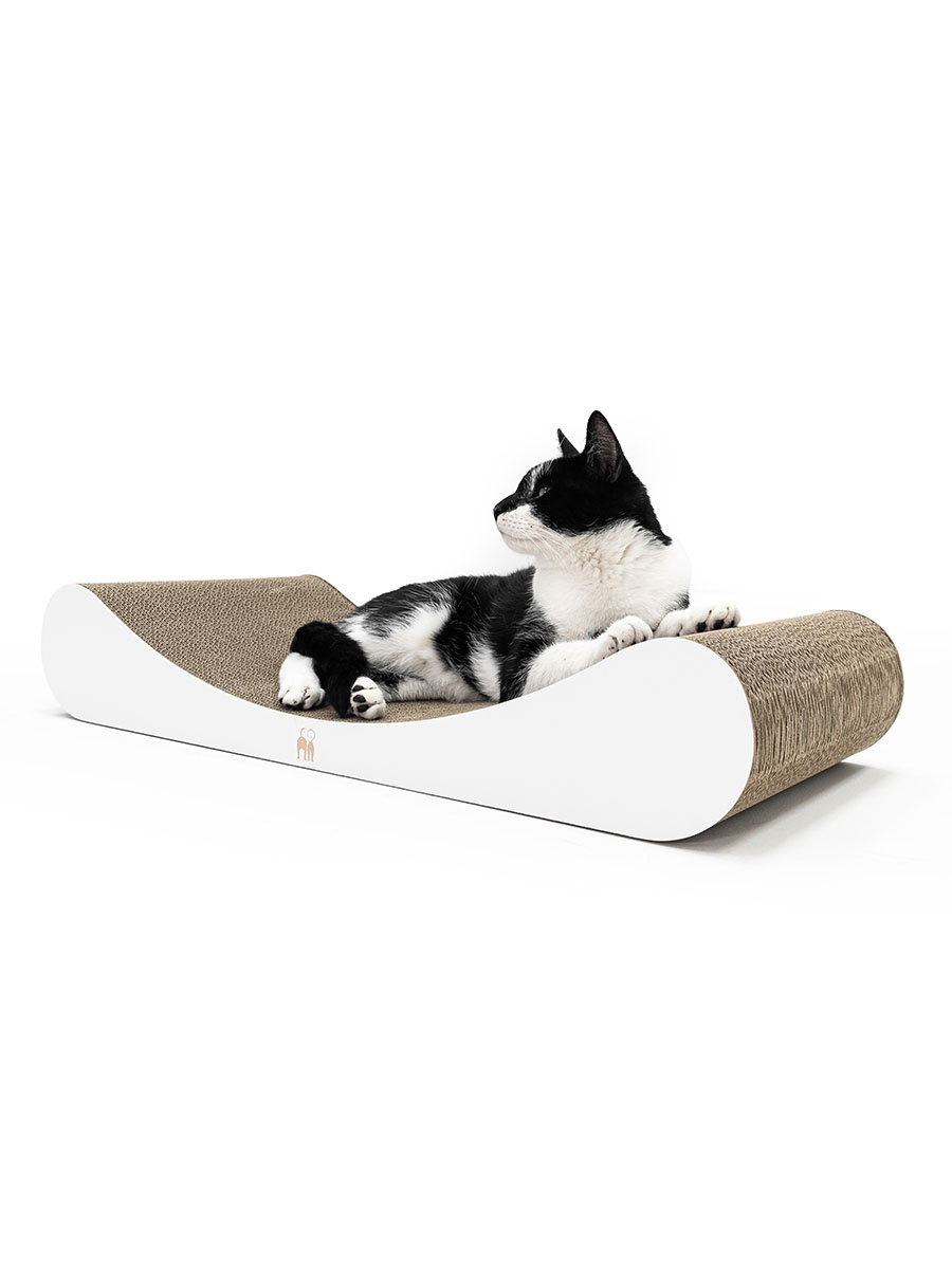 Cardboard cat scratching post Lily 75 - White - Recycled cardboard ...