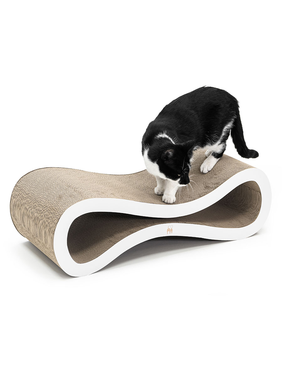Cardboard cat scratching post Simba 75 - White - Recycled cardboard ...