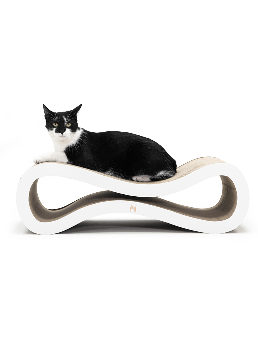 Cardboard cat scratching post Simba 75 - White - Recycled cardboard ...