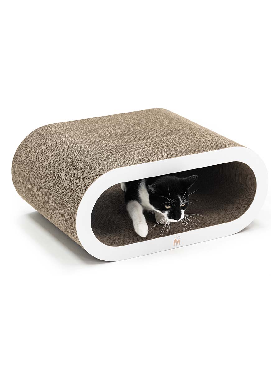 Cardboard cat scratching post Daisy 59 - White - Recycled cardboard ...
