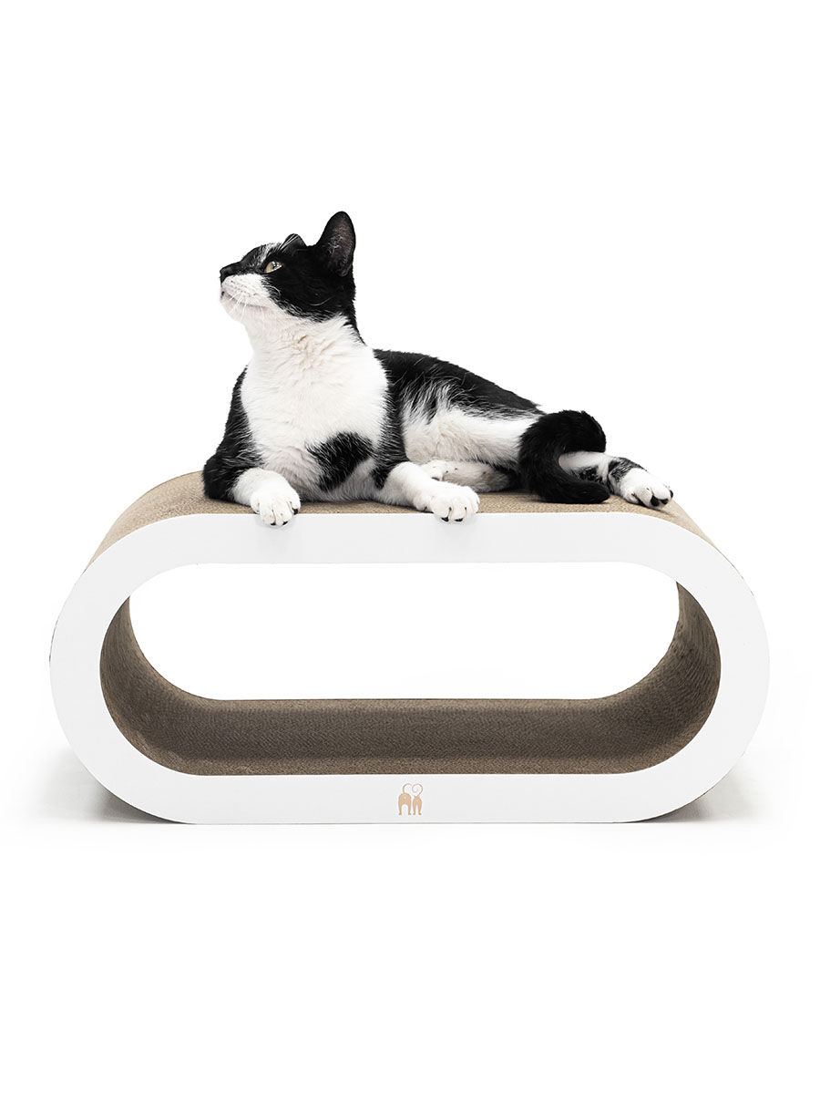 Cardboard cat scratching post Daisy 59 - White - Recycled cardboard ...
