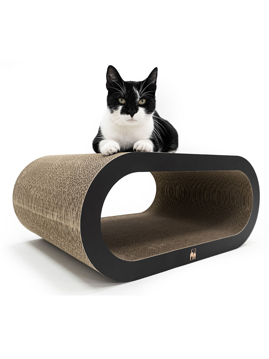 Cardboard cat scratching post Daisy 59 - Black - Recycled cardboard ...