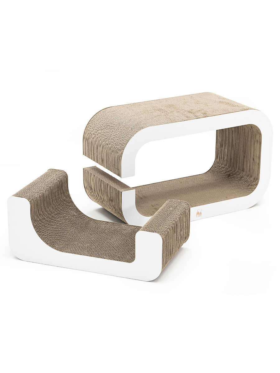 Cardboard cat scratching post Max 55 - White - Recycled cardboard - 100 ...