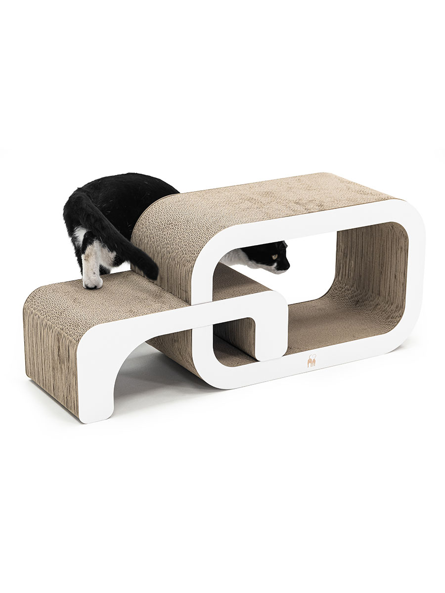 Cardboard cat scratching post Max 55 - White - Recycled cardboard - 100 ...