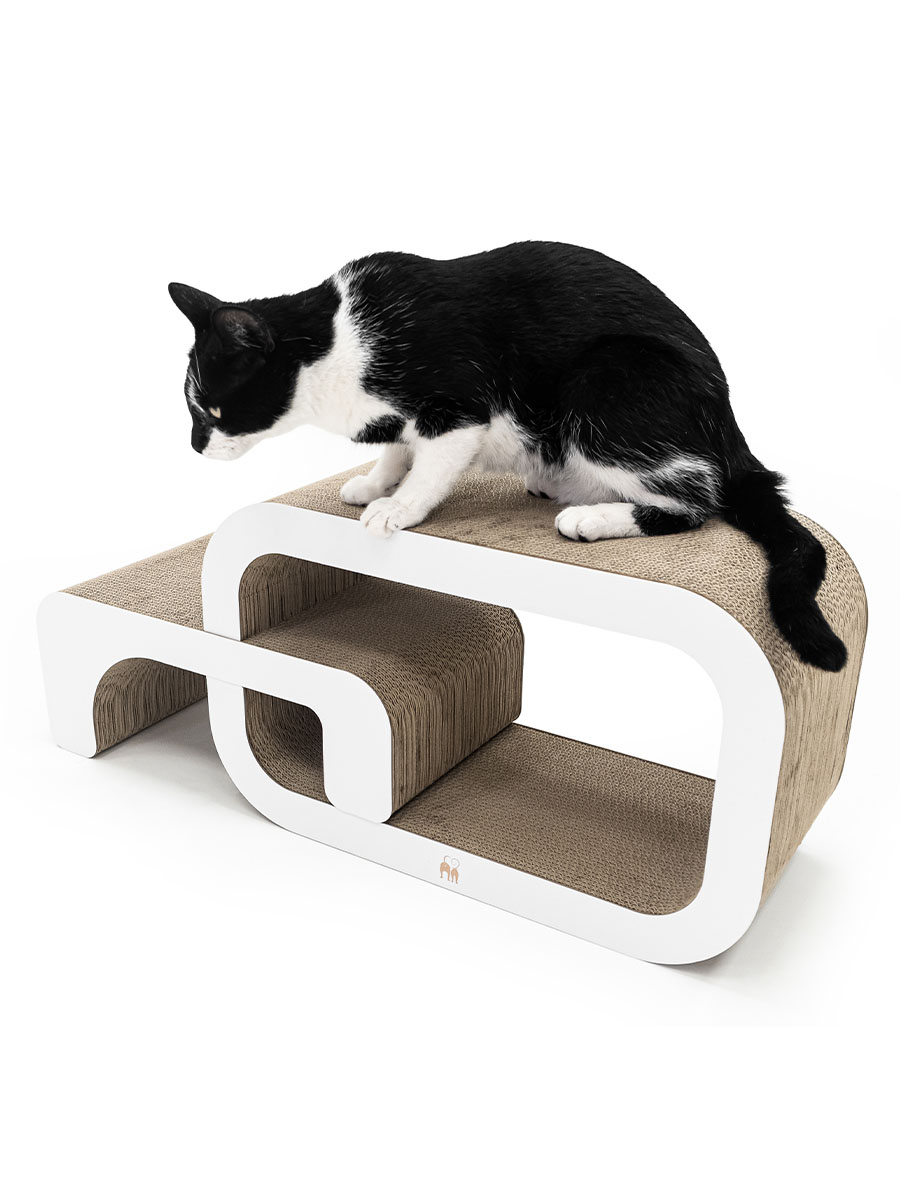 Cardboard cat scratching post Max 55 - White - Recycled cardboard - 100 ...