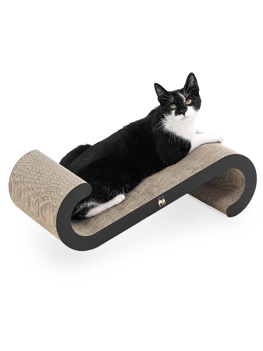 Griffoir en carton pour chat Bella 60 - Noir - Carton recyclé - 100 % ...